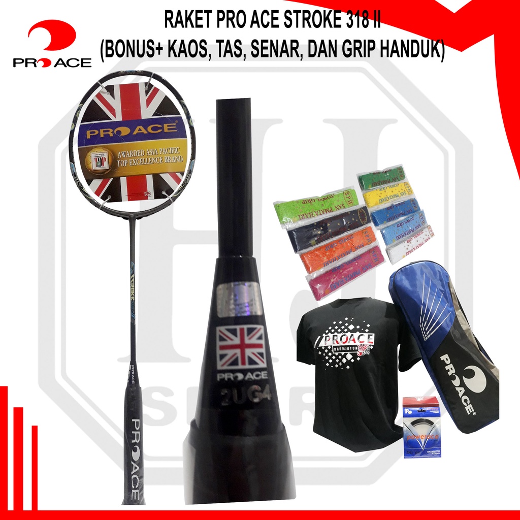 Jual Raket Original Pro Ace Stroke 318 II Bonus Komplit Badminton ...
