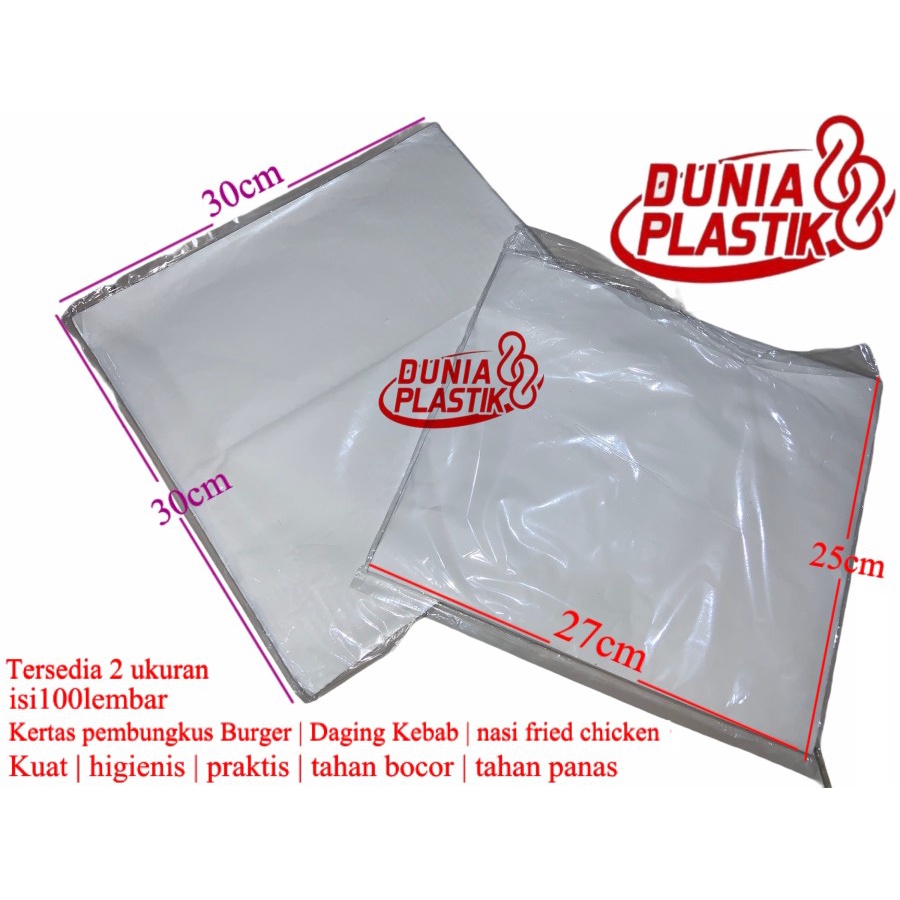 Jual 100pc kertas paper putih bungkus pembungkus anti lengket nasi ...