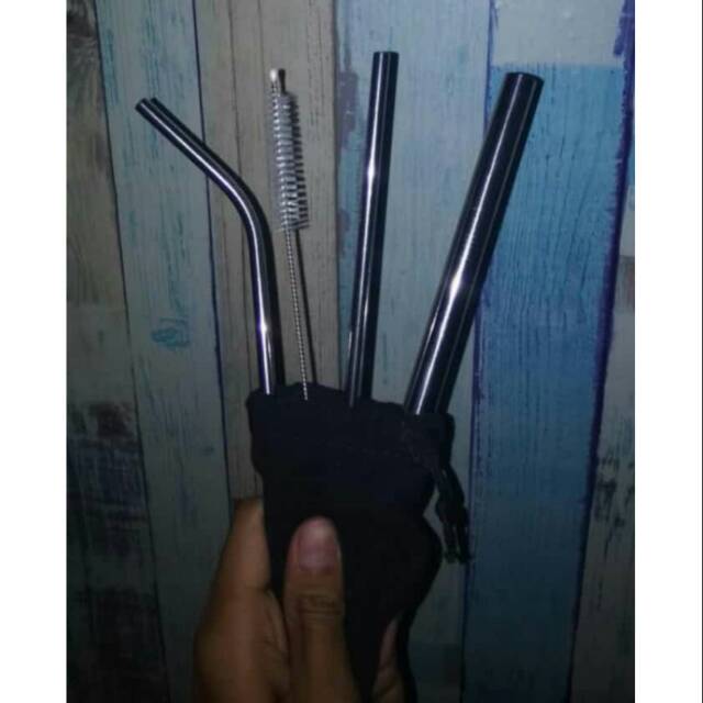 Jual Sedotan Minuman Besi / Stainless Steel Straw Aluminium Metal ...
