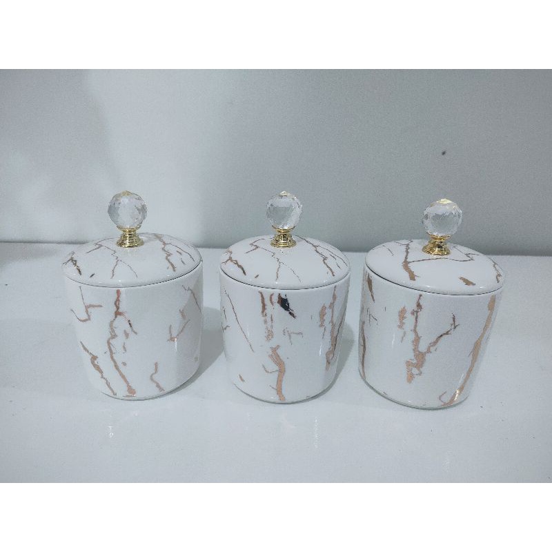 Jual tempat permen sultan keramik marble set 3pc mewah | Shopee Indonesia