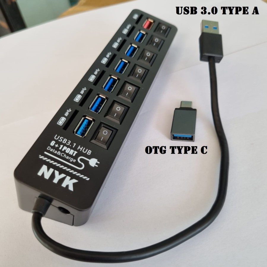 Jual NYK U32-26 Type C USB HUB 7 Port 6 USB 3.0 + 1 Fast Charger ...