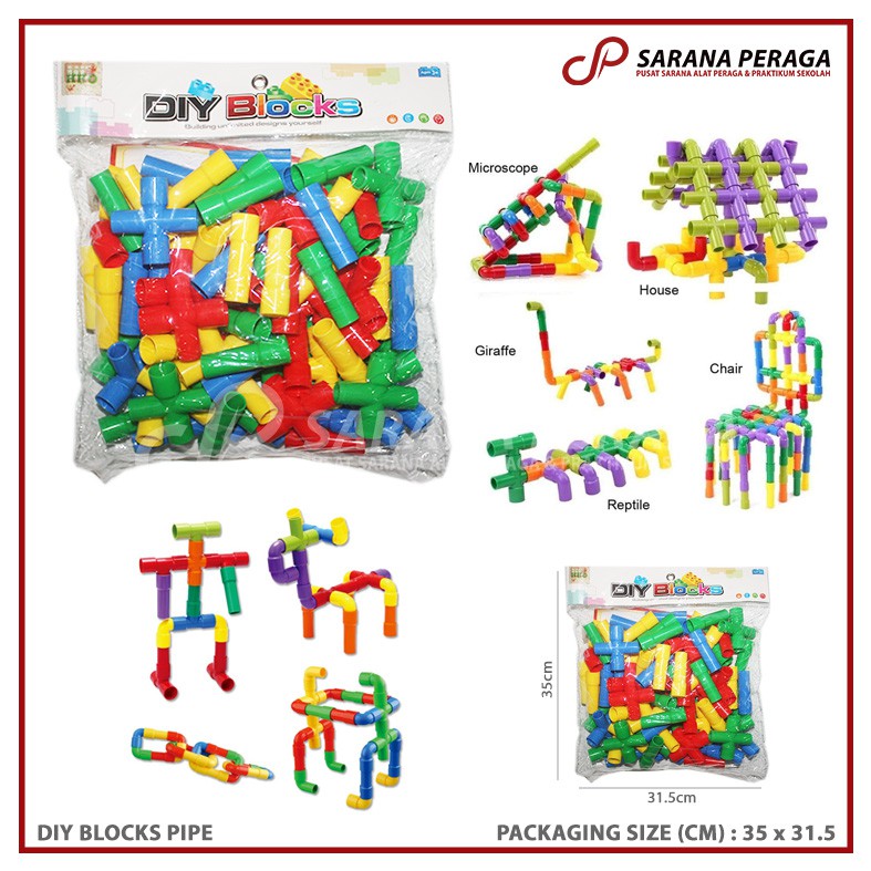 Jual SaranaPeraga - Lego Bongkar Pasang DIY Blocks Pipa / Lego Pipa ...