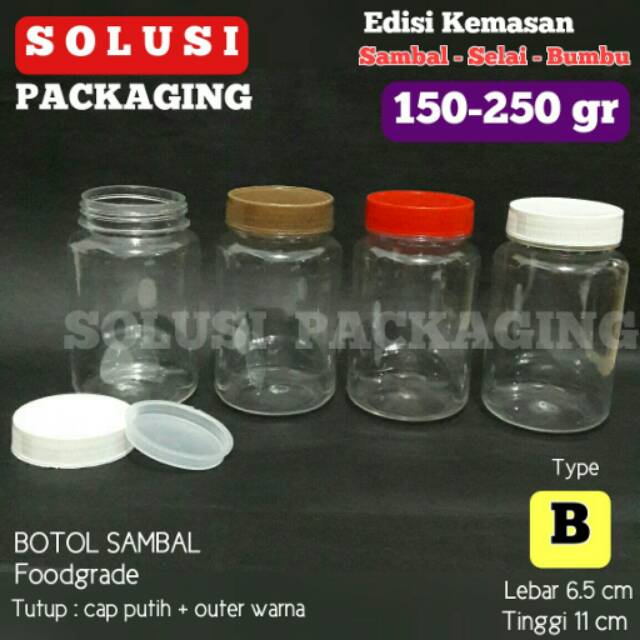 Jual BOTOL SAMBAL B 150-200GRAM /JAR/BOTOL PLASTIK/BOTOL SELAI/TEMPAT ...