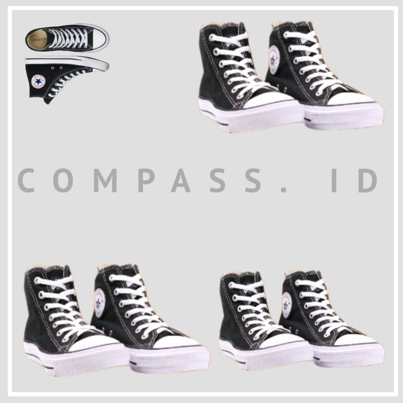 Jual Sepatu Compass sepatu sekolah compass model tinggi HC black white ...