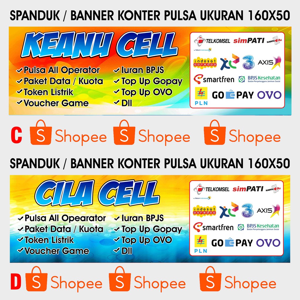 Jual Spanduk / Banner / Backdrop Konter pulsa 160x50 Model C dan D | Shopee Indonesia