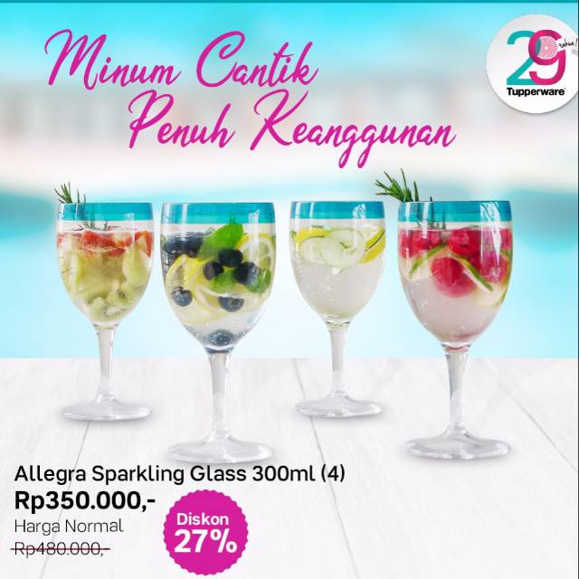 Jual Tupperware Allegra Sparkling Glass Wine 4pcs | Shopee Indonesia