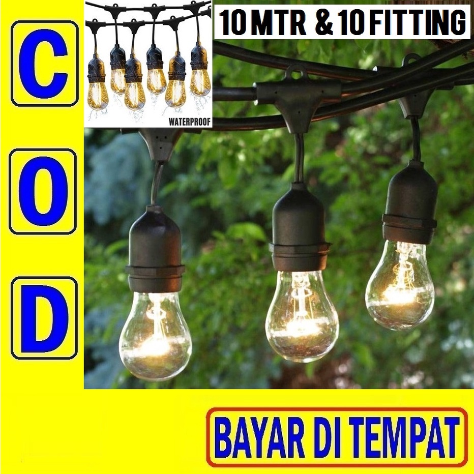Jual 27P Kabel Fitting Lampu Gantung 10 Meter 10 Fiting E27 Outdoor Anti Air Waterproof Cafe ...