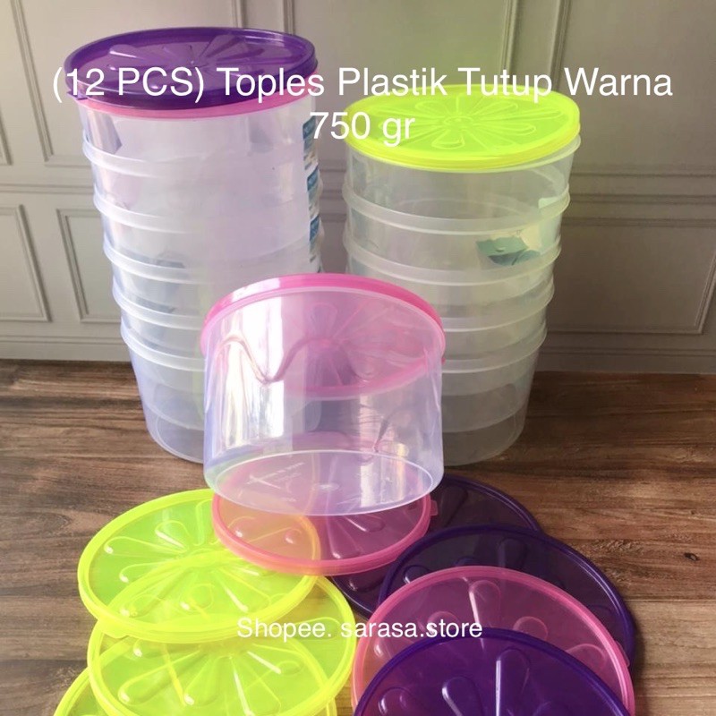 Jual (12PCS) Toples Wadah Plastik Bulat 750 gr gram 750gr Tempat Snack ...