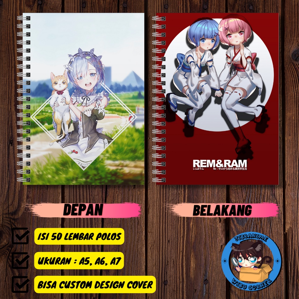 Jual note book ANIME / Buku catatan ANIME (RE:ZERO / rem and ram ...