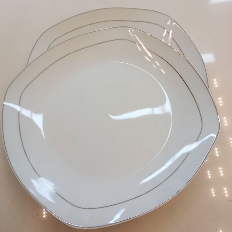Jual PIRING KERAMIK CEPER 22,3CM/ PIRING GARIS/ PIRING SIMPLE/ DINNER ...