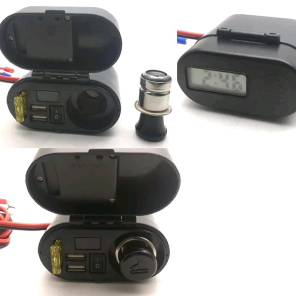 Jual USB MULTIFUNGSI 4IN1 CHARGER MOTOR LIGHTER ROKOK VOLTMETER JAM ...