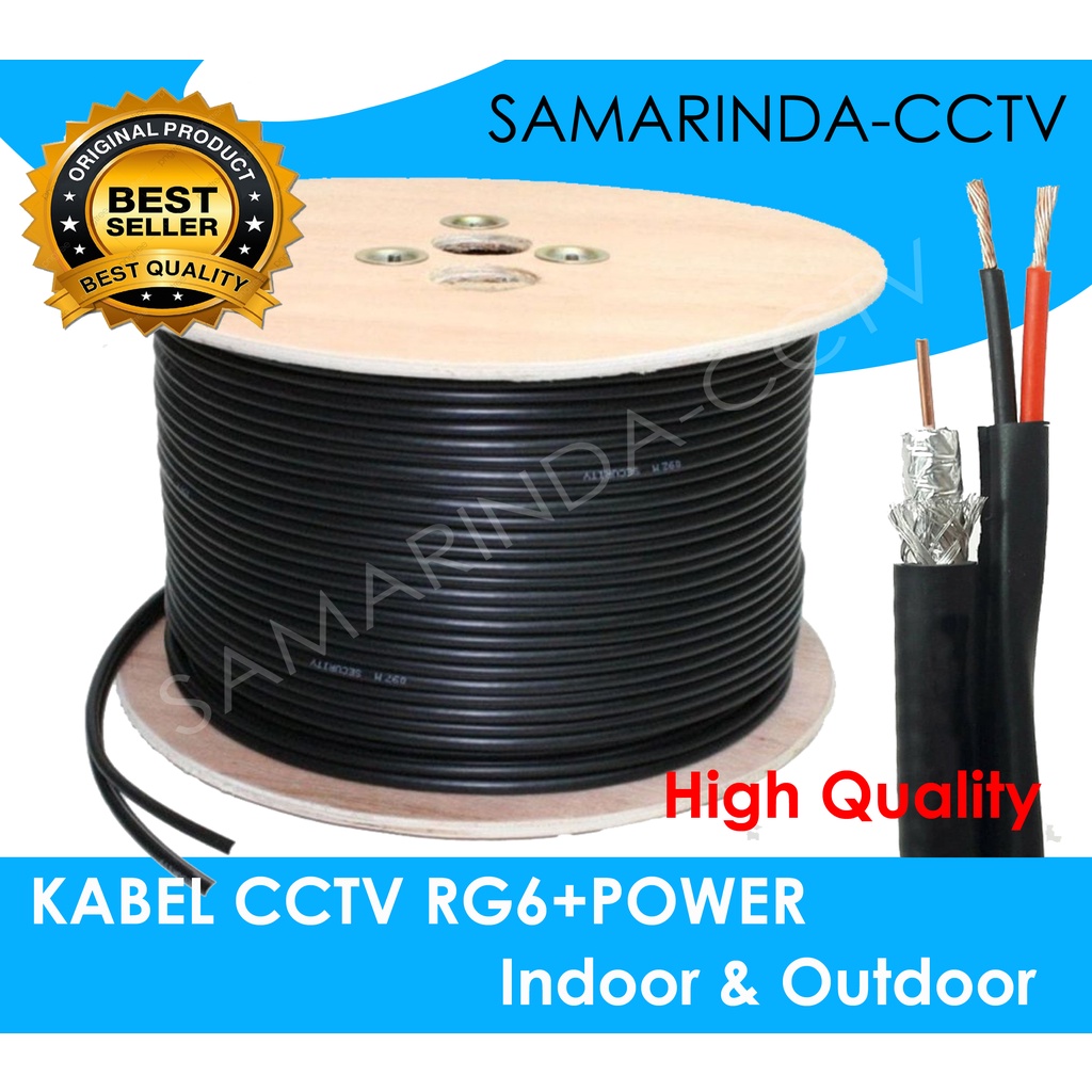 Jual KABEL CCTV RG6 plus POWER Indoor & Outdoor HIGH QUALITY meteran - HITAM | Shopee Indonesia