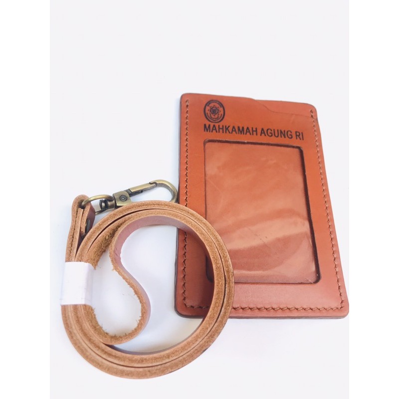 Jual CUSTOM Holder Id card Kulit Sapi Name Tag | Shopee Indonesia
