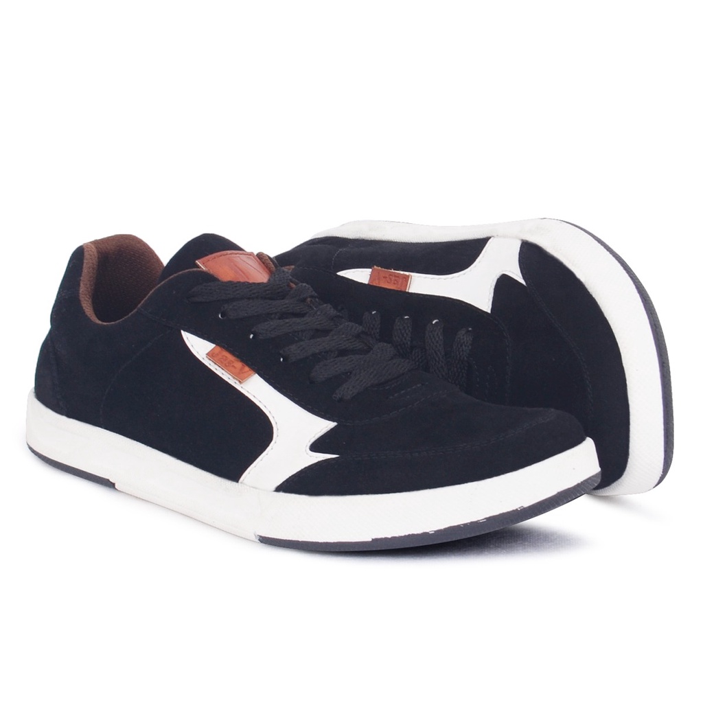 Jual Sneaker Hitam Pria Terbaru JV002 Sepatu Kasual Cowok Untuk Sekolah ...