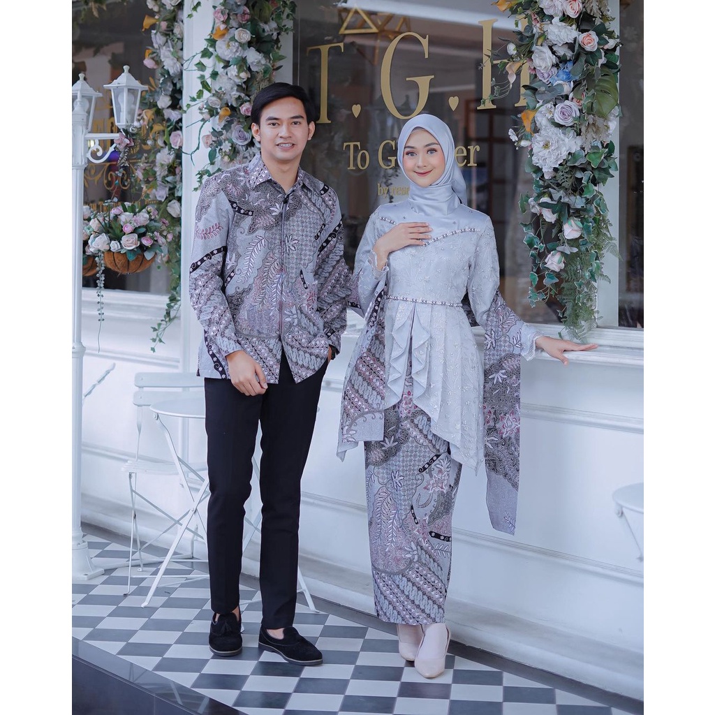 Jual Shopashop Solo Batik Kebaya Modern Couple Zefania Tulle Mutiara Berpayet Cantik Batik