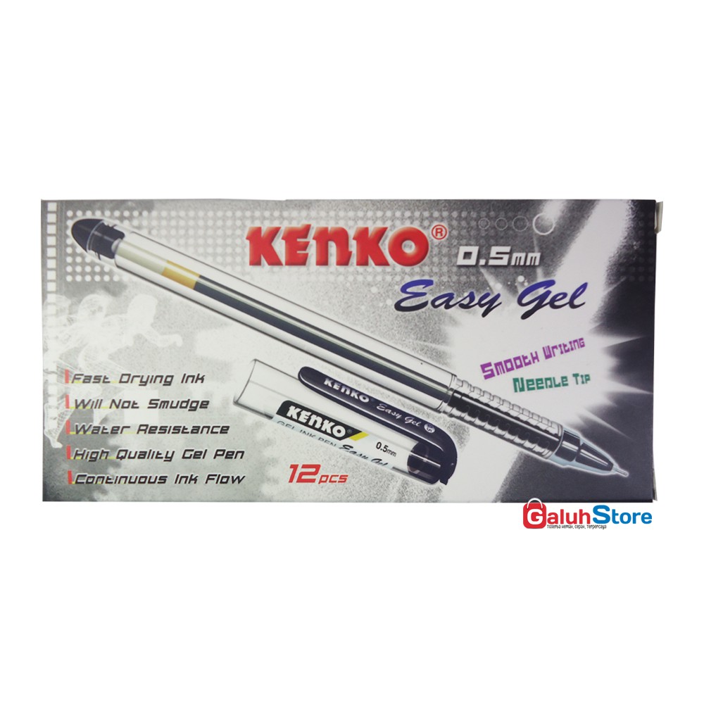 Jual Kenko Pulpen Easy Gel 0.5mm - Tinta Hitam 1 Box (12 pcs) | Shopee Indonesia