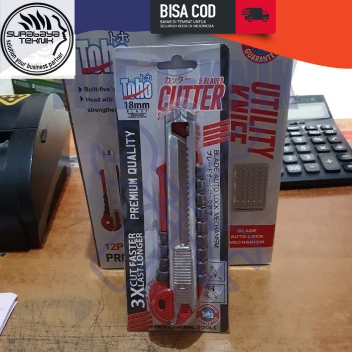 Jual Pisau Cutter PREMIUM Toho 5 Blades Red Isi Cuter Lima Blade Merah ...