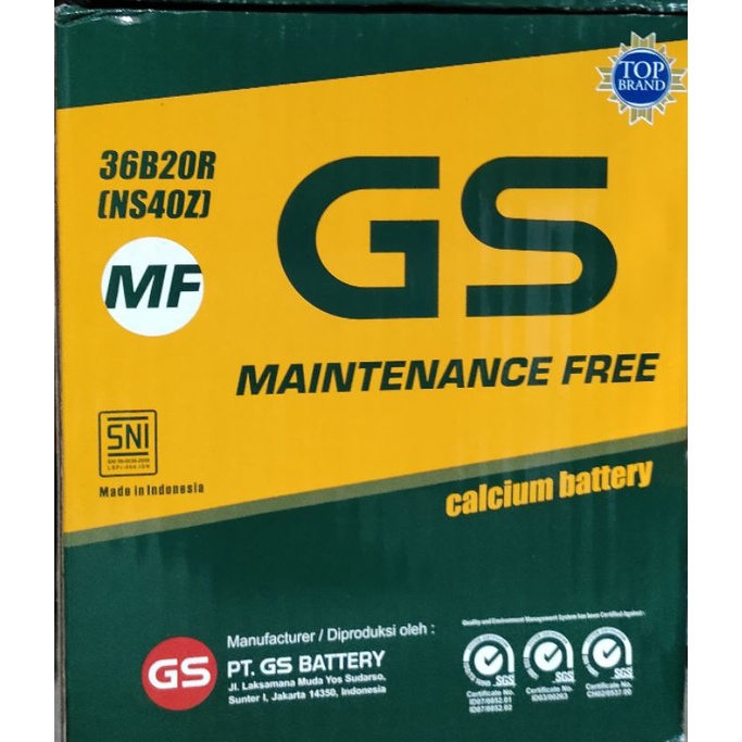 Jual ACCU / AKI GS MAINTENANCE FREE NS40Z (36B20R) | Shopee Indonesia