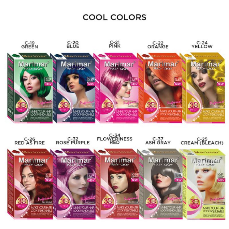 Jual Marimar Hair Color Pewarna Rambut 3D Cat Rambut Semir 30ml BPOM ...