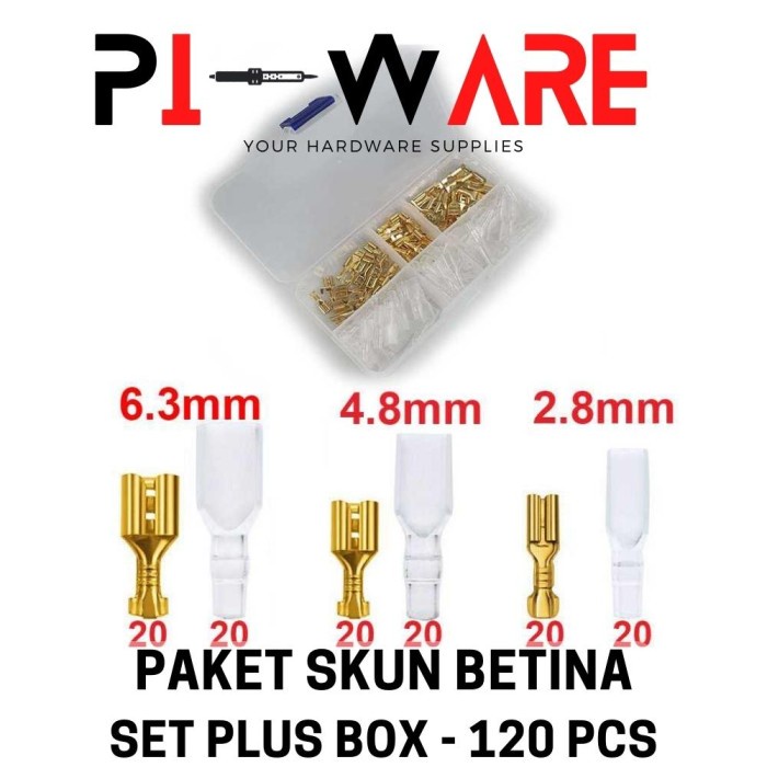 Jual Paket Skun Kuningan Female Plus Karet Pelindung dan Box Isi 120Pcs ...