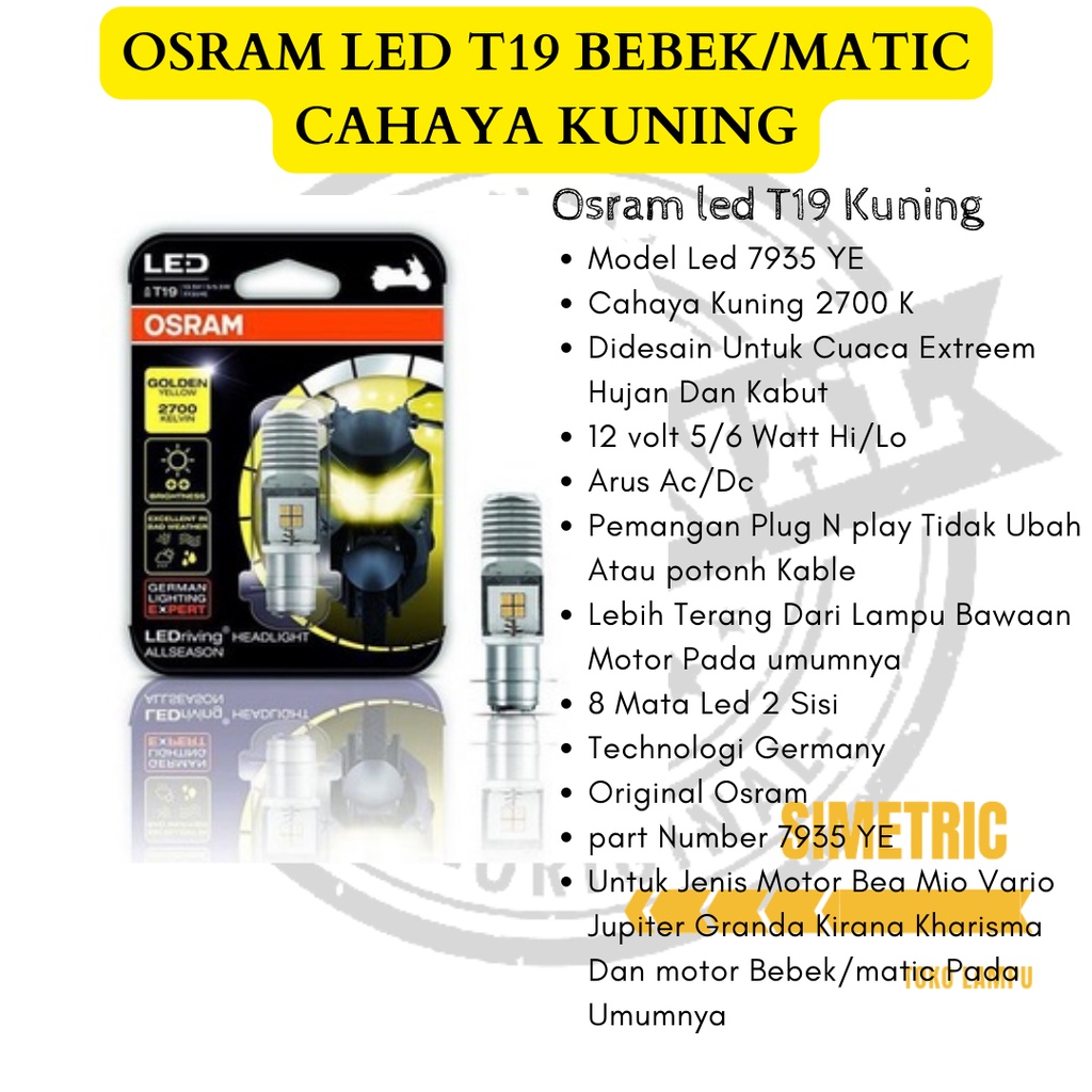 Jual Osram Led T19 Honda Beat Fi Mio Vario Jupiter Kharisma Vega R Lampu Depan Motor Cahaya ...