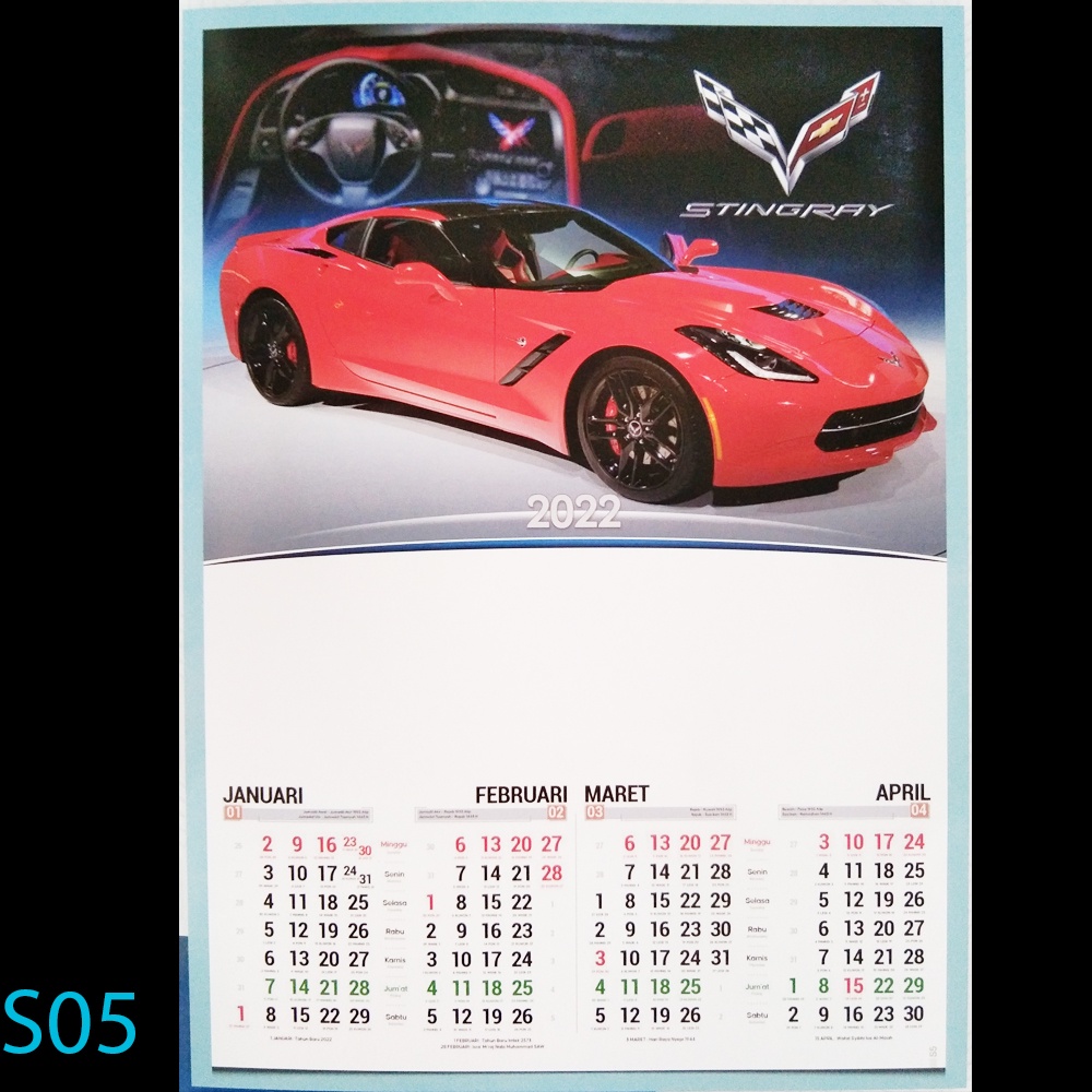 Jual Blangko Kalender Dinding 2022 S05 Mobil Untuk diCetak Kop Instansi ...