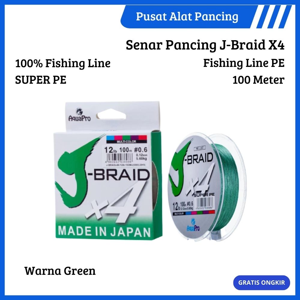 Jual Senar Pancing J-BRAND X4 100M Senar PE Senar Kepang 4 Helai Untai ...