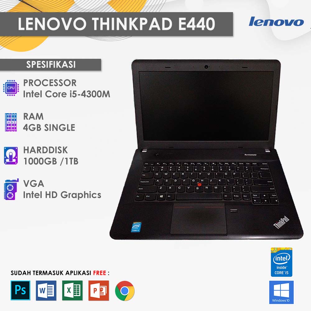 Jual LAPTOP LENOVO THINKPAD E440 - CORE I5 RAM 4GB HDD 1TB | Shopee Indonesia