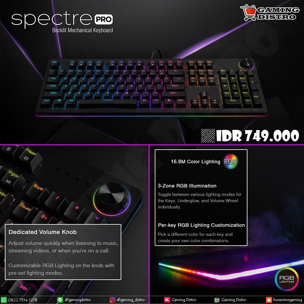 Jual Tecware Spectre Pro RGB Underglow with Volume Knob Mechanical ...