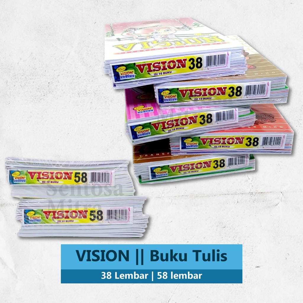 Jual Buku Tulis Vision 38 & 58 Lembar 1 pak 10pcs | Shopee Indonesia