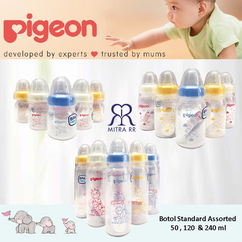 Jual Botol Susu Bayi Pigeon Bottle Standard Assorted PP MM 50ml / 120ml / 240ml | Shopee Indonesia