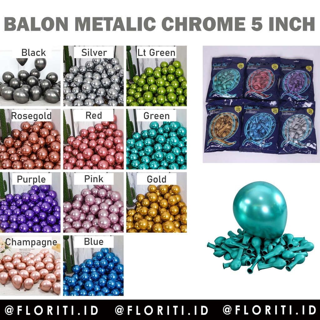 Jual (Satuan) Balon Latex Metalic Chrome 5 Inch | Shopee Indonesia