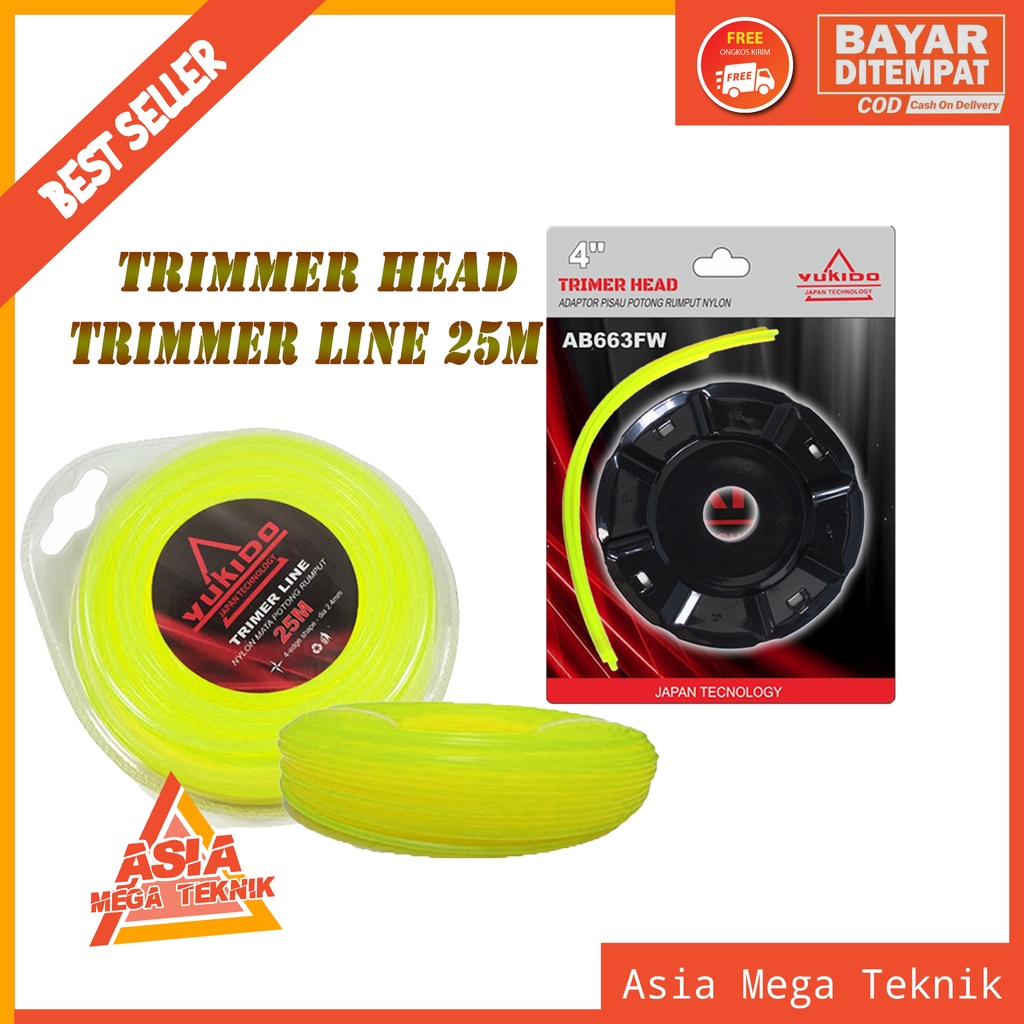 Jual Yukido Paket Trimer head dudukan senar dan Trimer line pisau senar ...