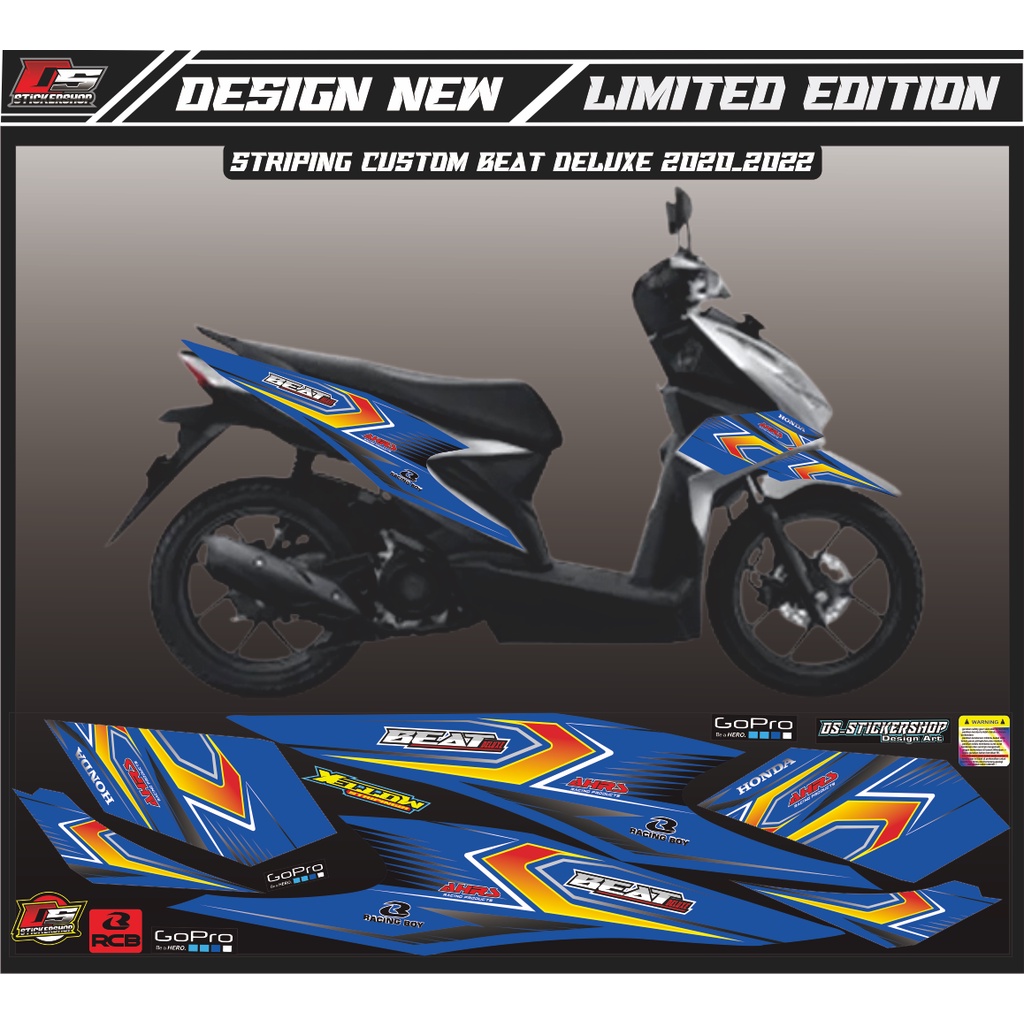 Jual striping variasi beat deluxe warna biru lis kuning | Shopee Indonesia