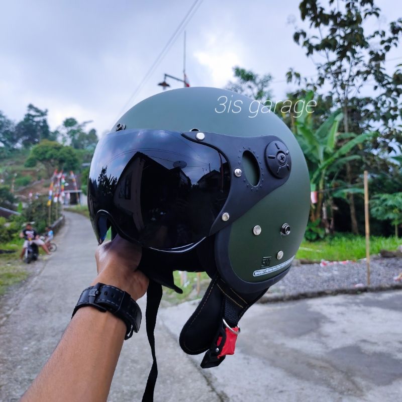 Jual HELM BOGO RETRO PILOT FULL LEHER SNI ORIGINAL | Shopee Indonesia