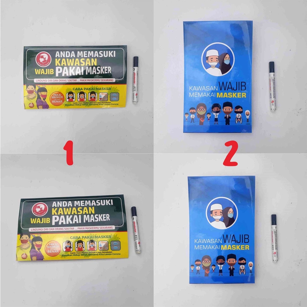 Jual Sticker Waterproof Stiker New Normal Wajib Pakai Masker Stiker