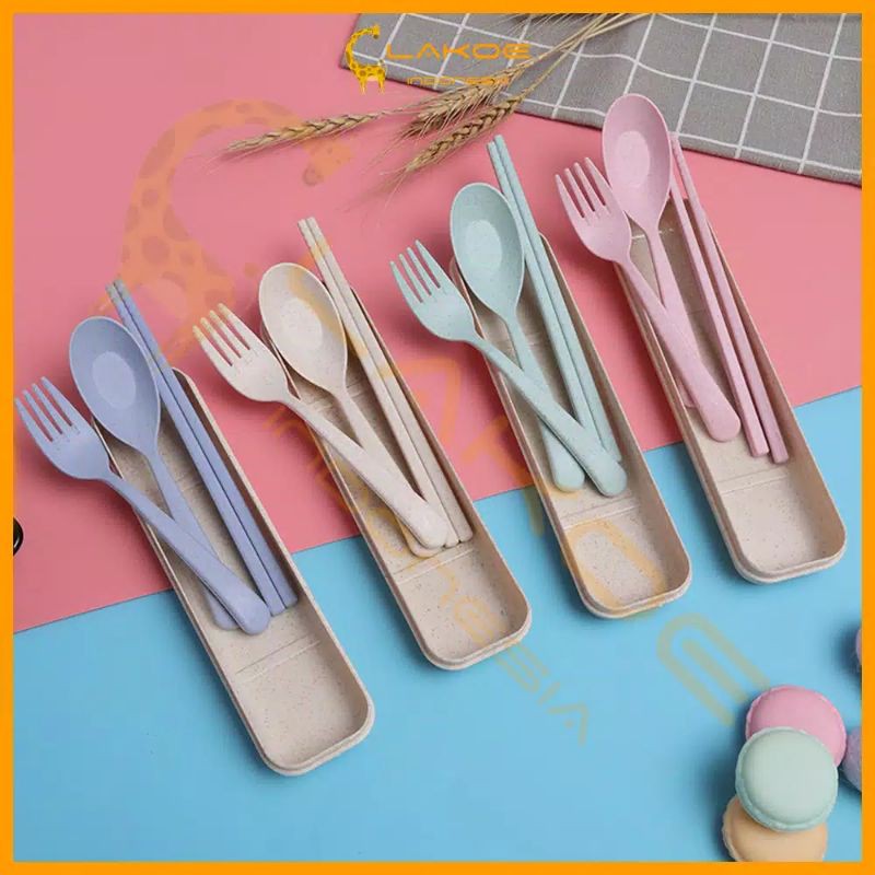Jual Set alat makan sendok garpu sumpit portable ramah lingkungan ...