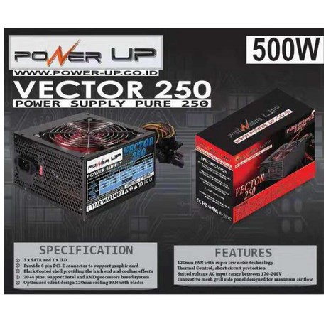 Jual ITSTORE PSU Power Supply 500watt 500W Power Up Vector 250 PC with ...