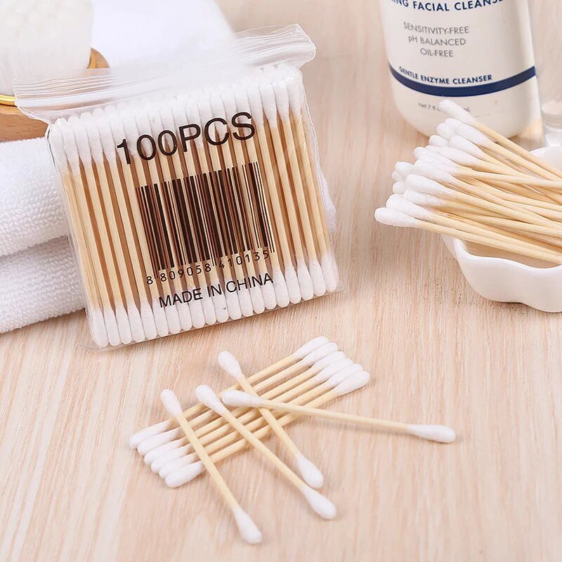 Jual cutton bud 100pcs 2 sisi - rustic coklat KAYU - soft kapas halus ...