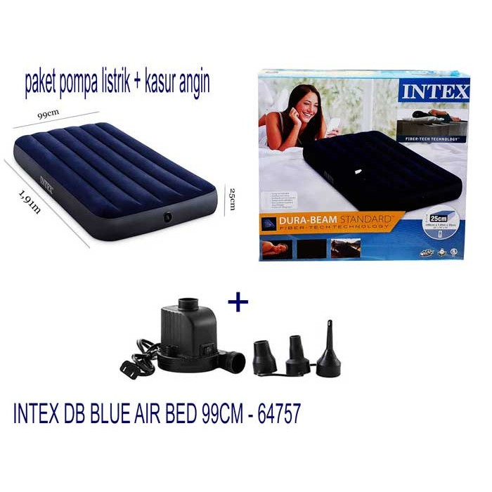 Jual KASUR TIUP ANGIN TWIN BED POMPA INTEX EDISI DURA BEAM DB BLUE 99CM-64757 STANDAR AIR BED ...