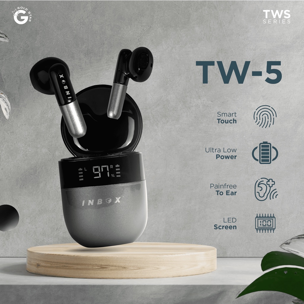 Jual TWS Inbox TW-5 Bluetooth V 5.0 | Wireless Earphone Gaming Full ...