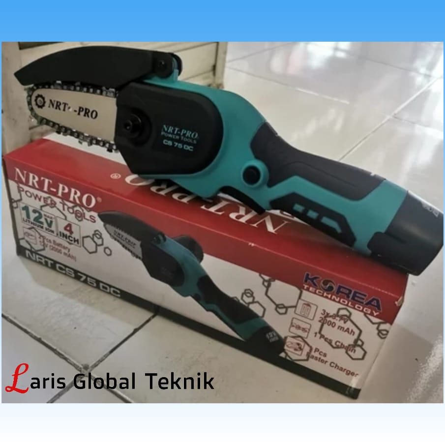 Jual Mesin Mini Chainsaw Cordless 4 Inch NRT PRO CS 75 DC 12V | Shopee ...
