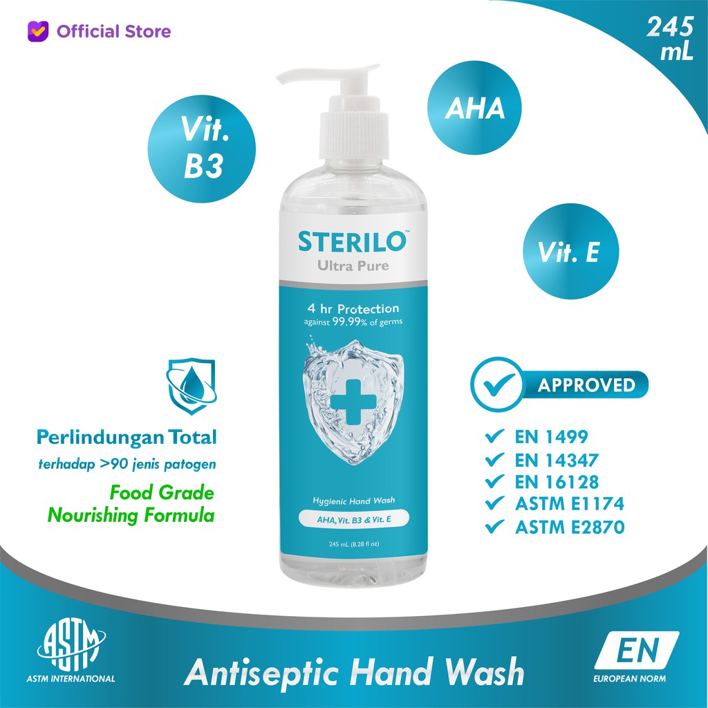 Jual Sterilo Ultra Pure Antiseptic Hand Wash Plus AHA 245 mL - Sabun ...