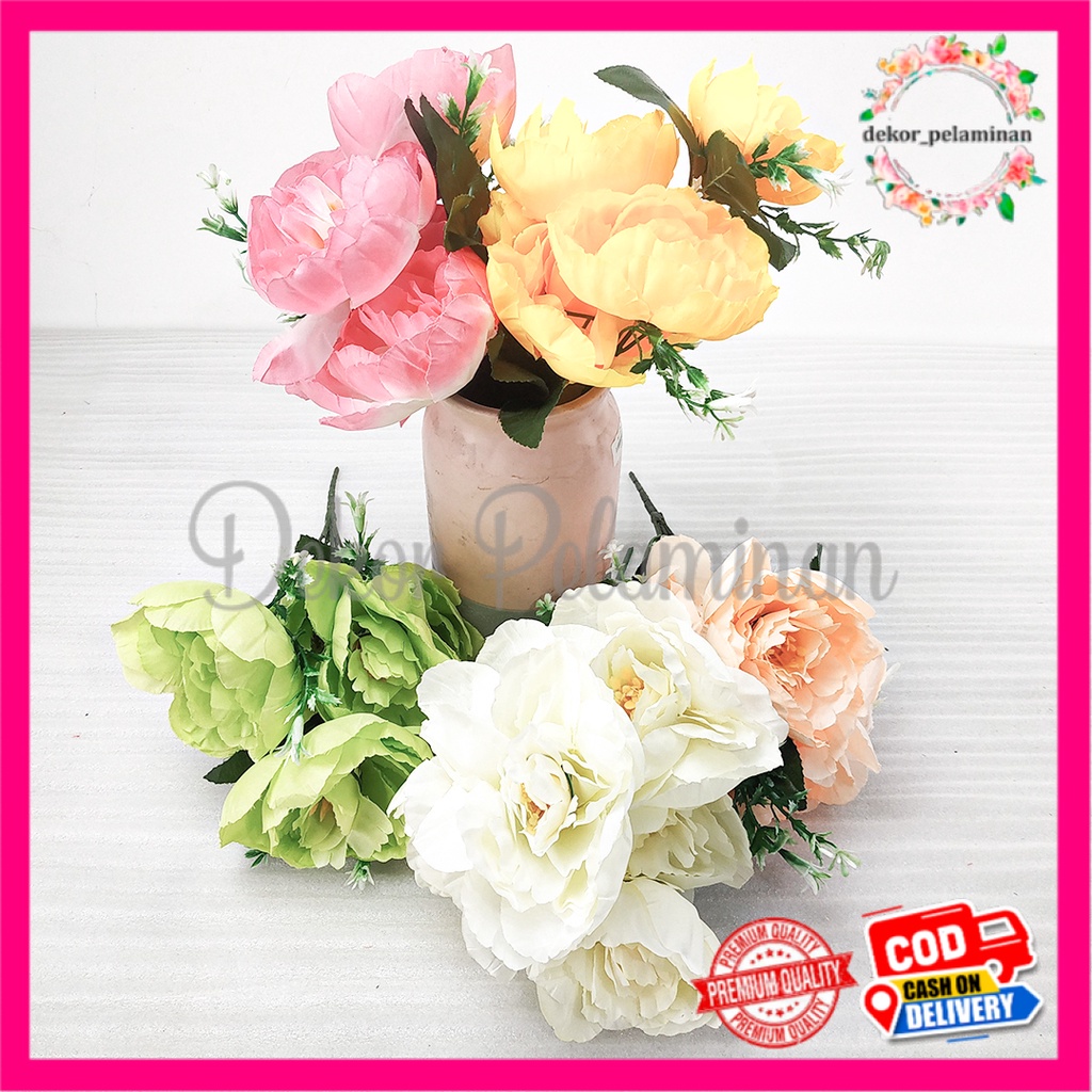 Jual COD 1PCS BUNGA ROSE MANGKOK CABANG 5 ARTIFICIAL DIAMETER KELOPAK ...