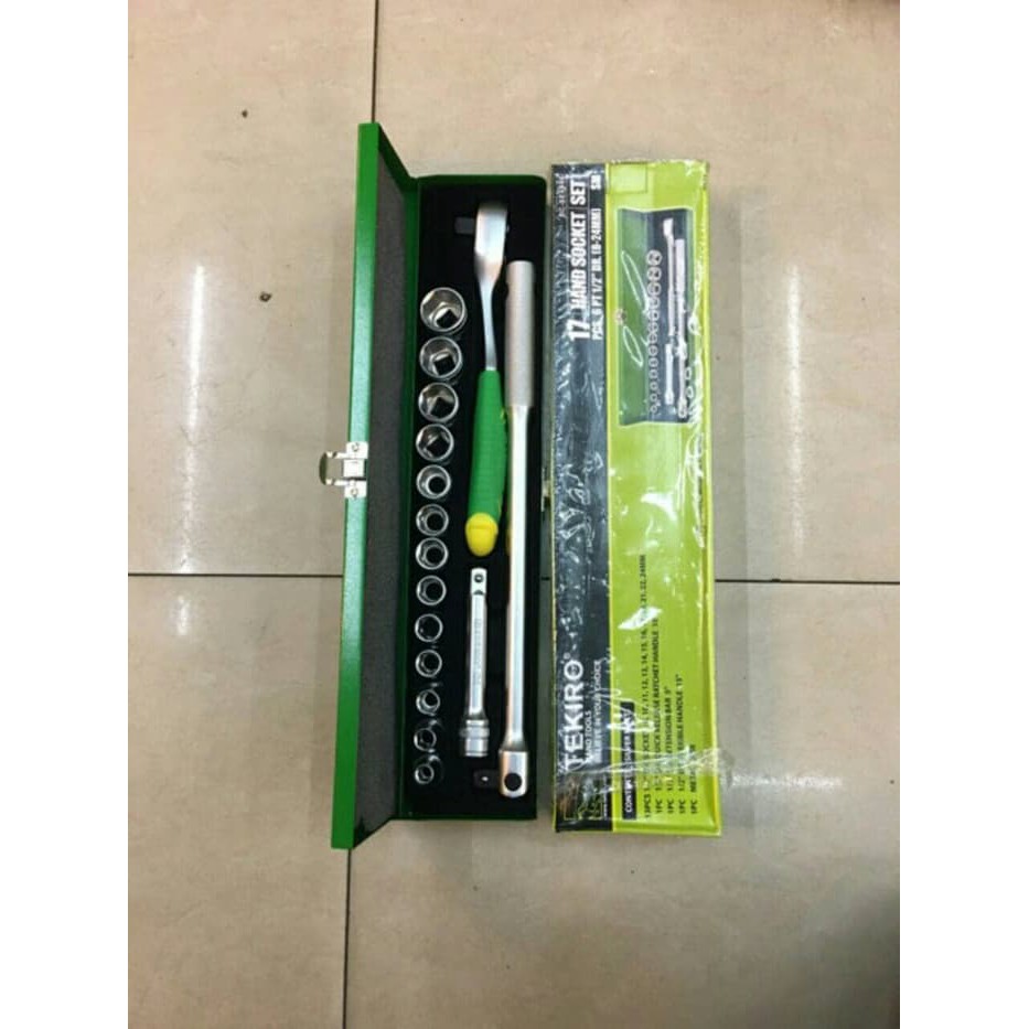 Jual TEKIRO socket set / Kunci sock set 17 pcs 1/2" 8-24mm Box Besi | Shopee Indonesia