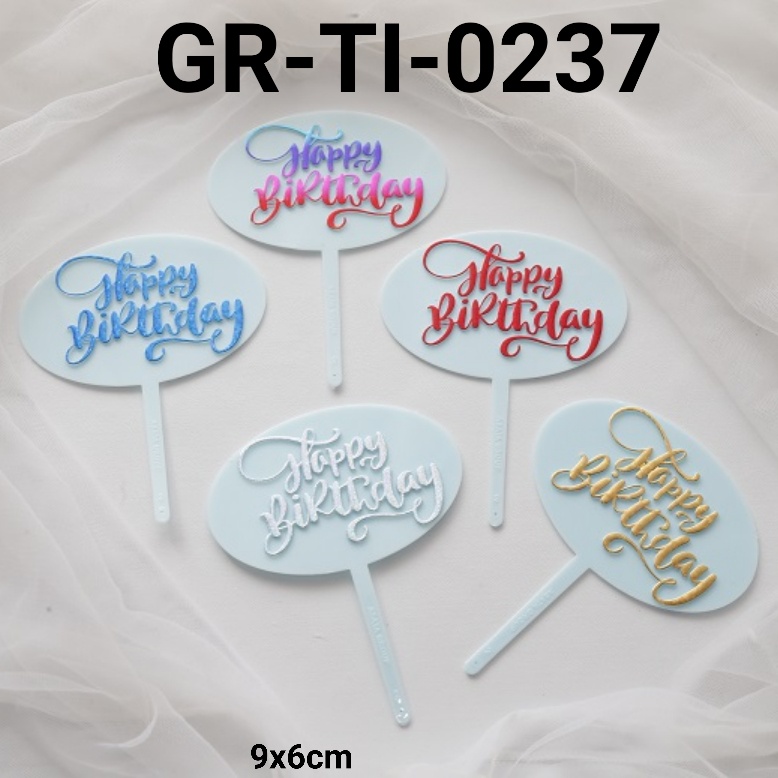 Jual GR-TI-0237 Cake topper tulisan kue tart happy birthday background biru yamama baking ...