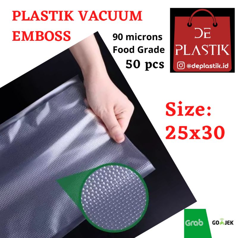 Jual Plastik Vakum Embos 25x30 isi 50 / Plastik Vakum makanan / Plastik ...