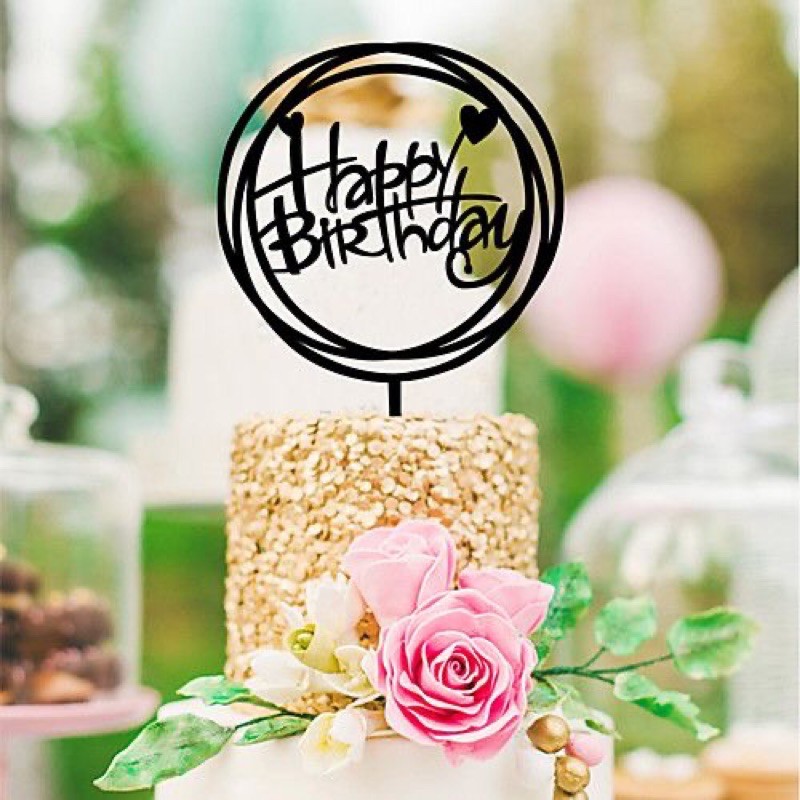Jual cake topper happy birthday acrylic hati | Shopee Indonesia