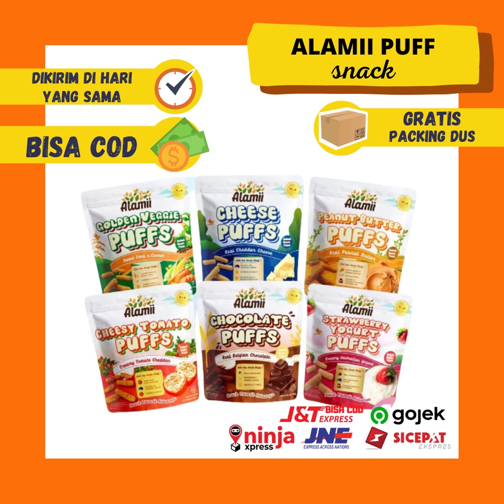 Jual Alamii Puff Snack Mpasi Bayi cheese puffs peanut butter puffs ...