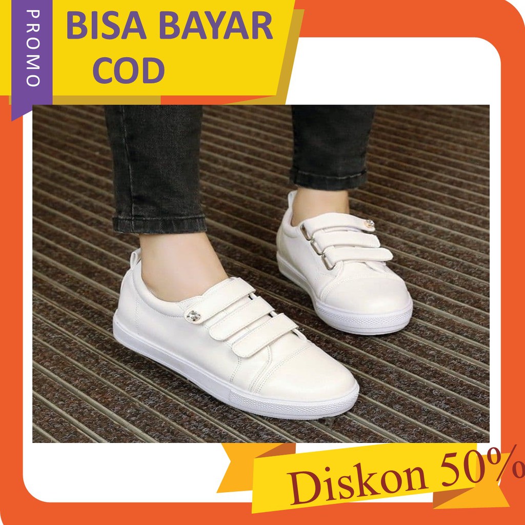 Jual SEPATU KETS WANITA MURAH SEPATU KETS PREPET NS26 PUTIH Bahan ...